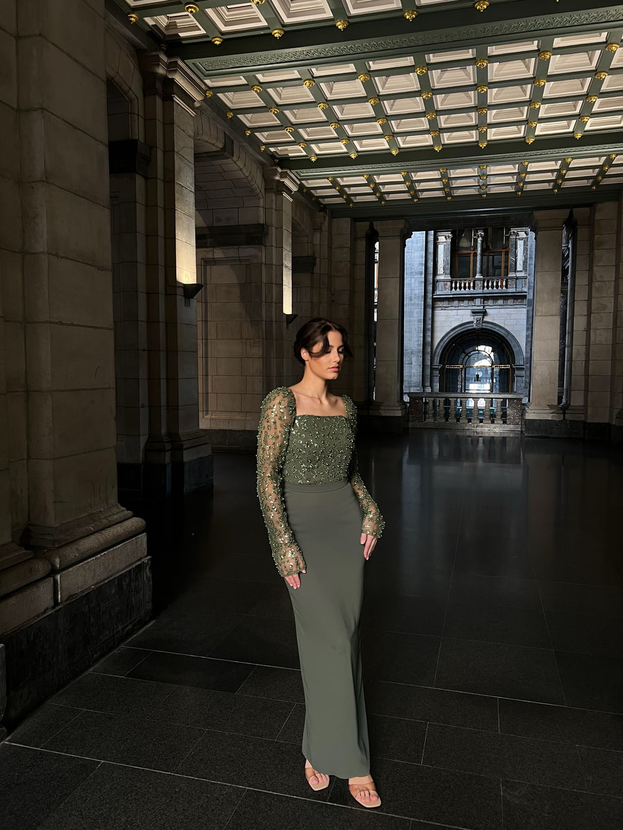 The Melek dress khaki – Leyna Dresses